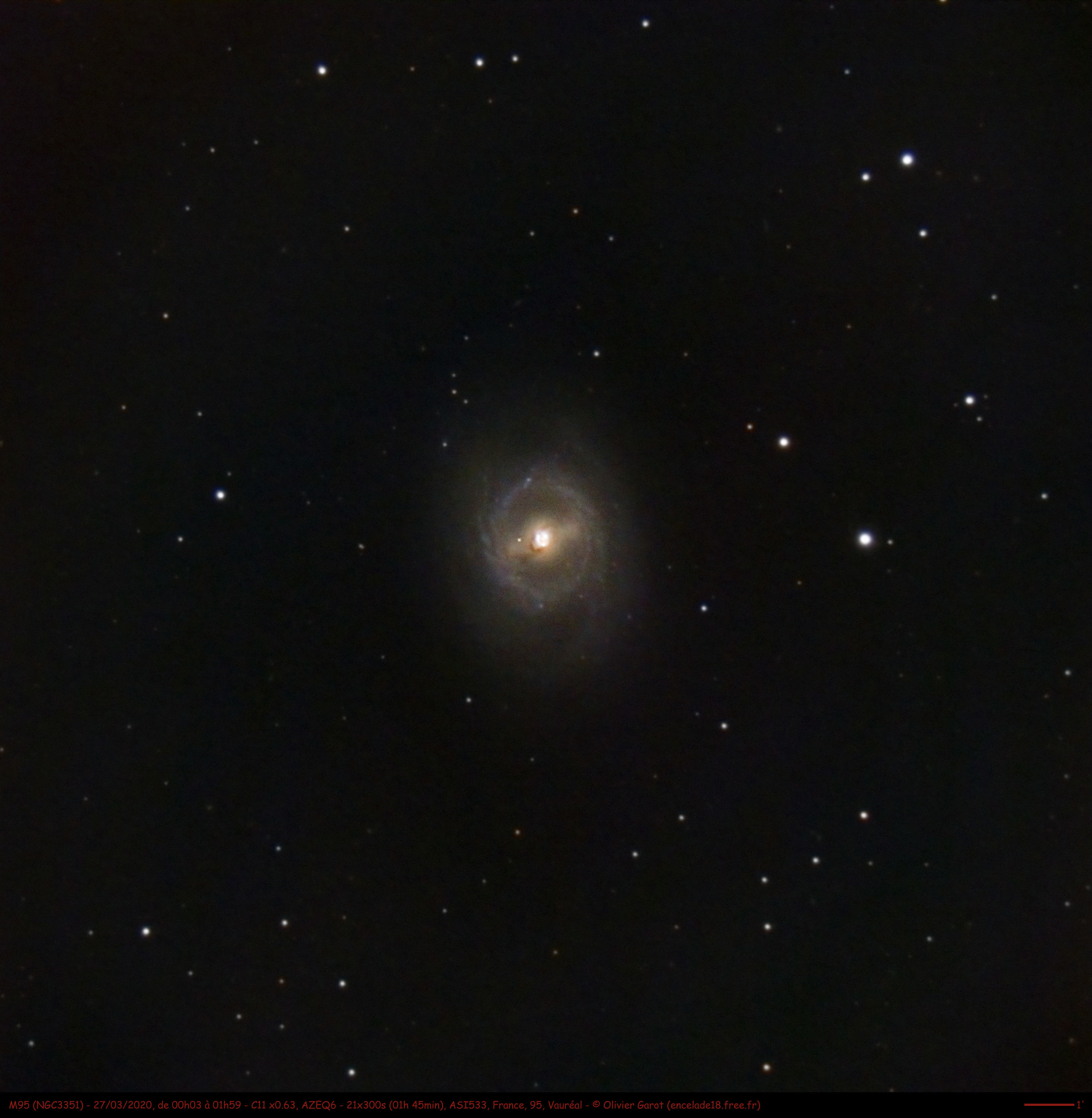 Les principales galaxies du groupe du Lion I, M96 et M95 ...
