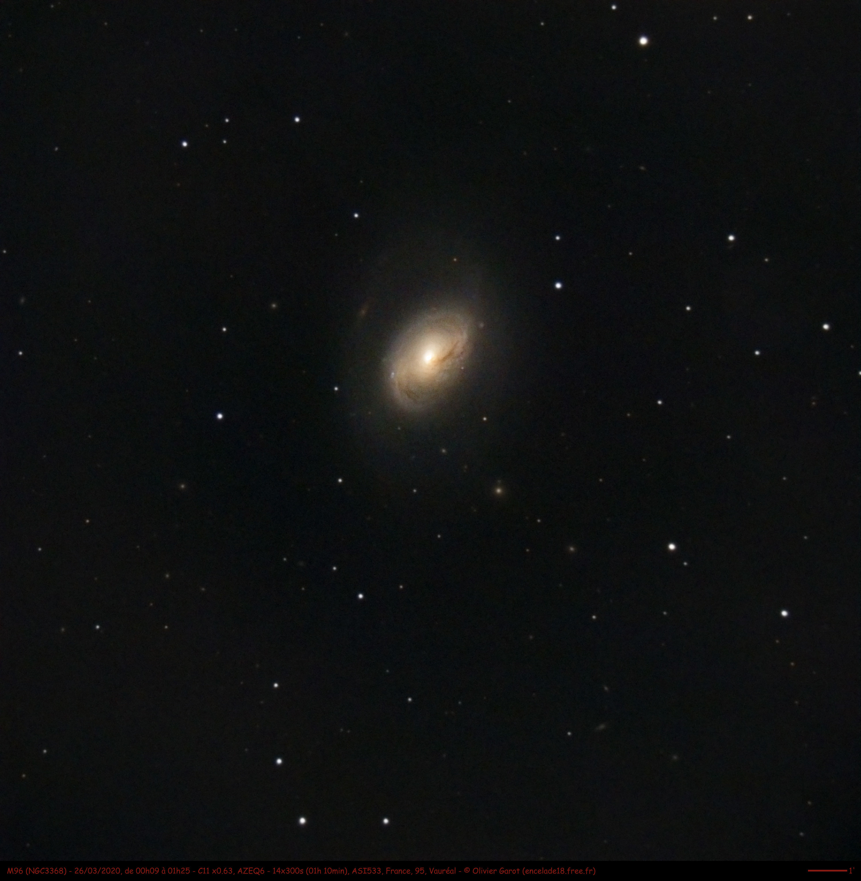 Les principales galaxies du groupe du Lion I, M96 et M95 ...