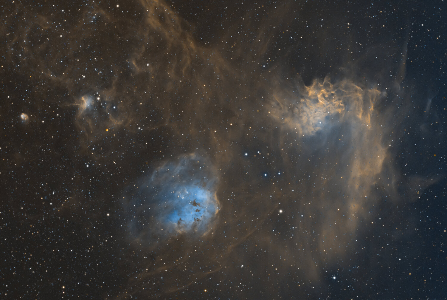 IC405-IC410 Autour de la nébuleuse de l'Etoile Flamboyante (H-SHO) - Astrophotographie - Webastro